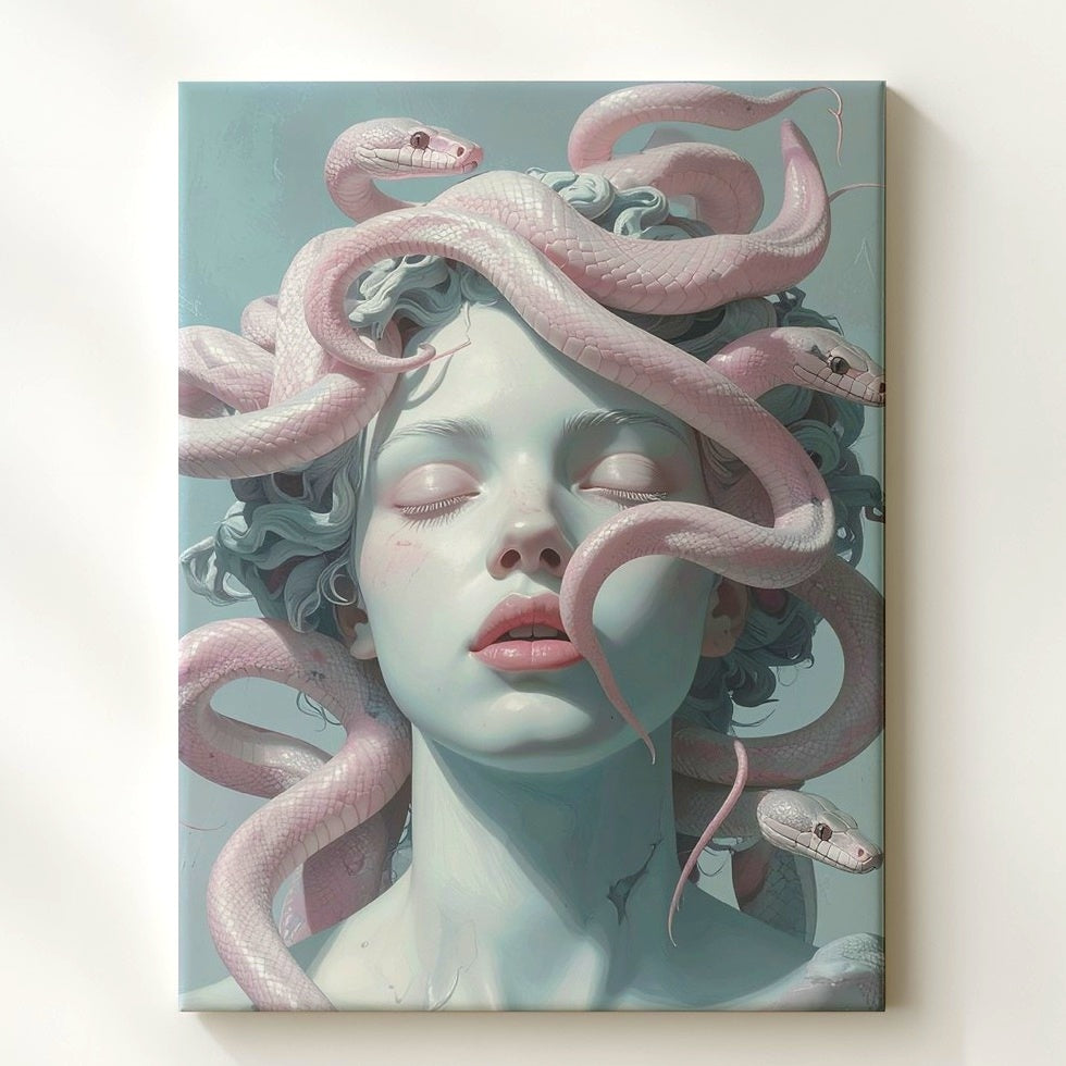 Medusa Marble Bust Canvas – Surreal Mythical Sculpture Art | Gifitto